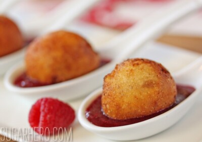 Deep-Fried Cheesecake With Raspberry Sauce - SugarHero