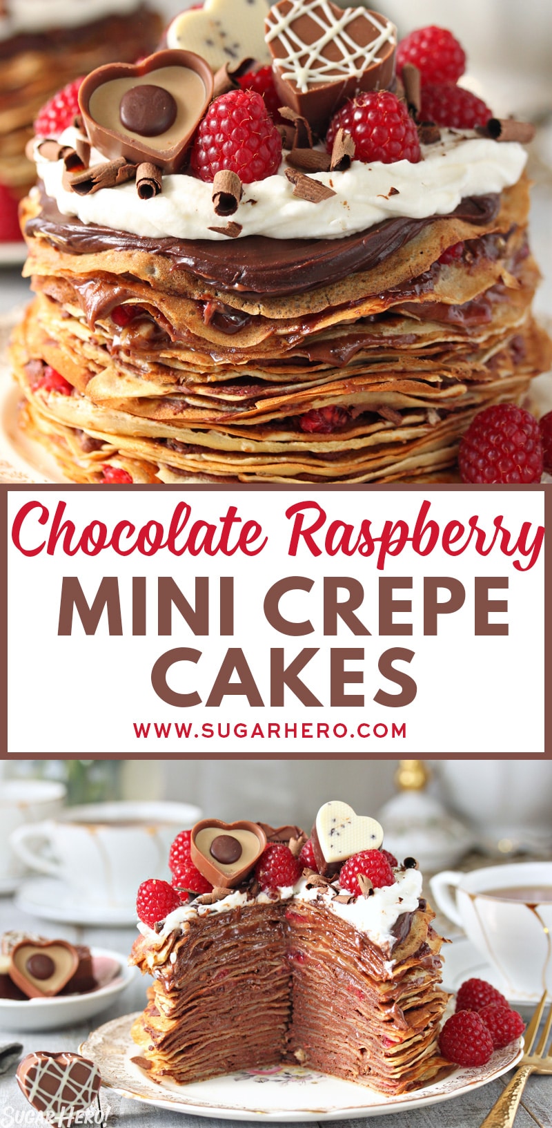 Chocolate Raspberry Mini Crepe Cakes - SugarHero