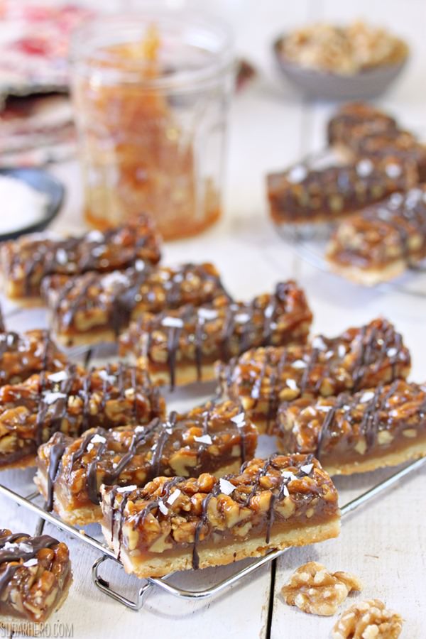 Salted Honey Walnut Bars - SugarHero