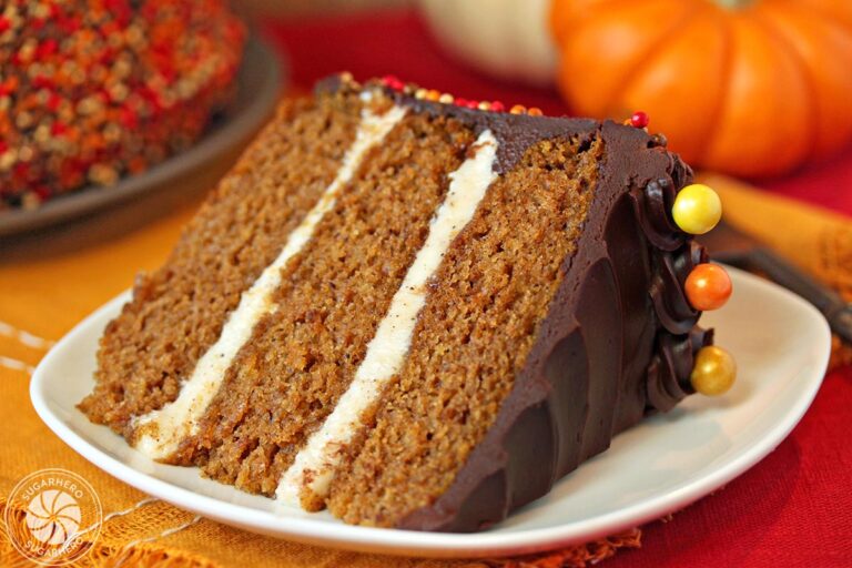 Pumpkin Layer Cake with Chocolate Sour Cream Frosting