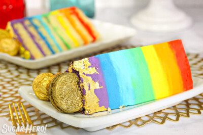 Gold-Topped Rainbow Cake - SugarHero