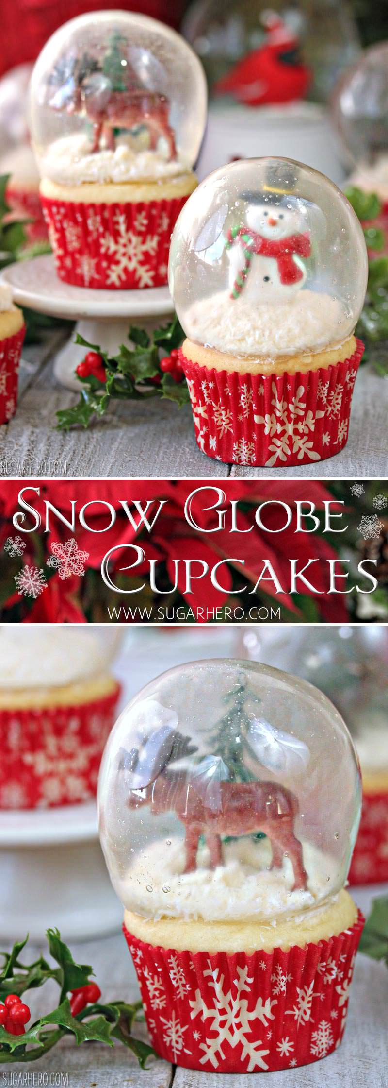 Snow Globe Cupcakes with Gelatin Bubbles - SugarHero