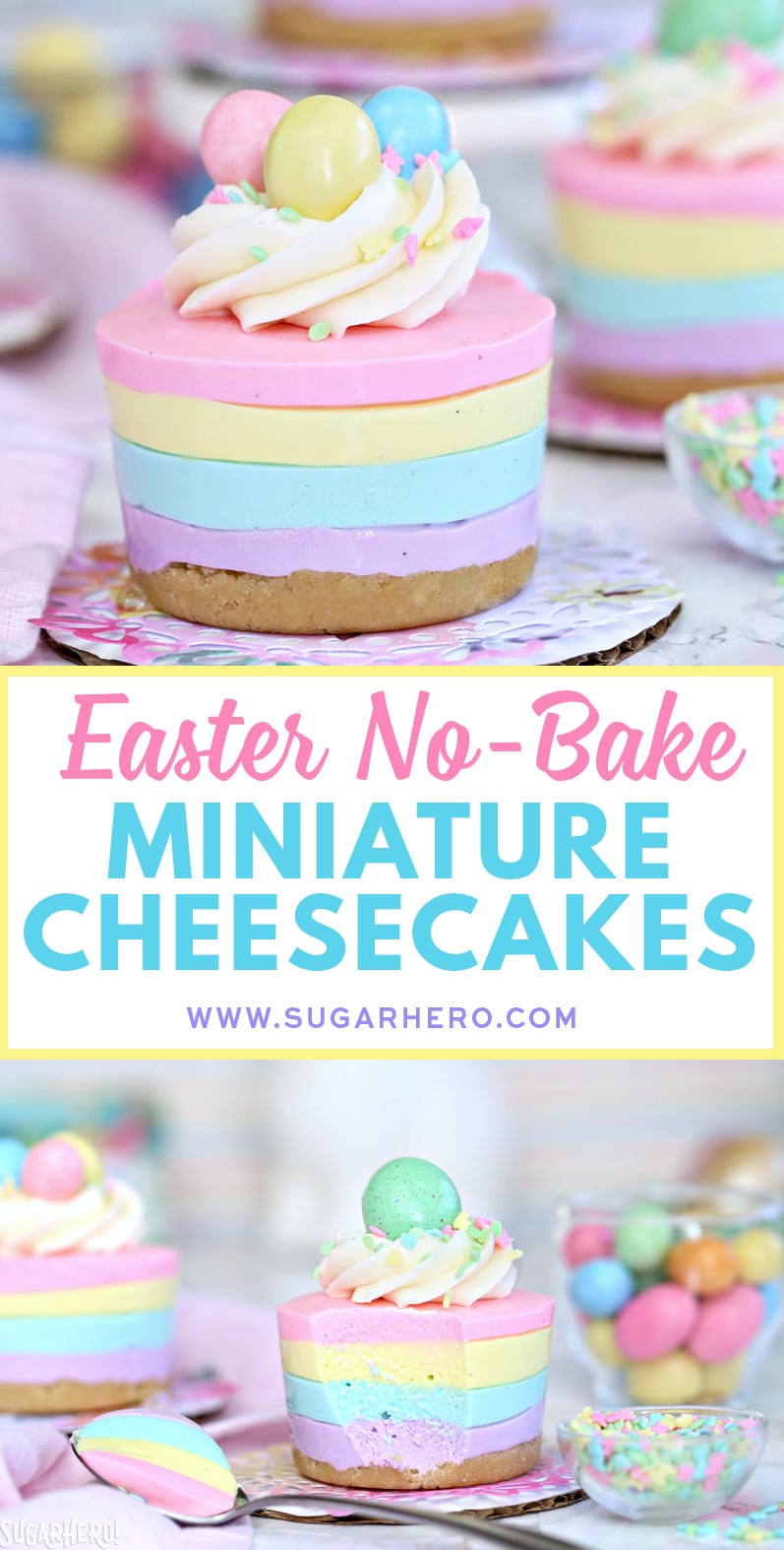 Easter No-Bake Mini Cheesecakes - SugarHero