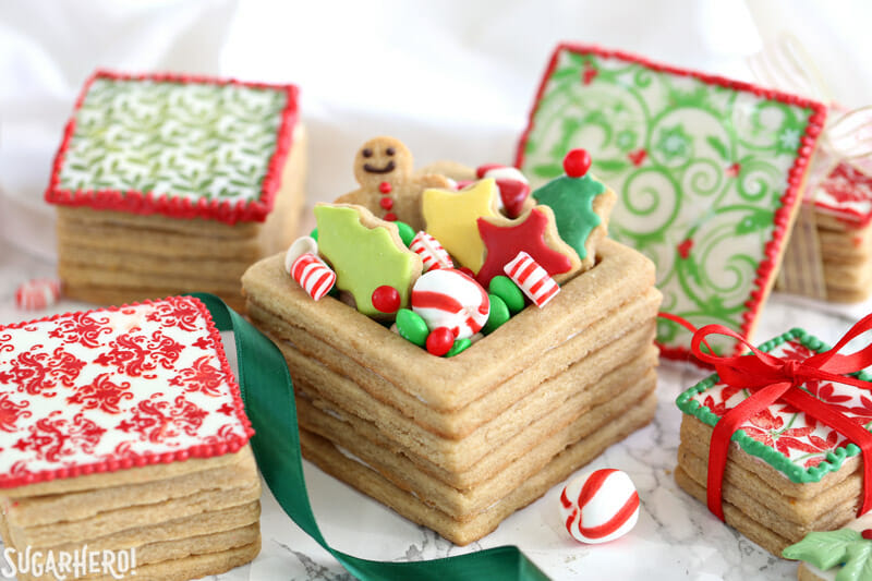 Christmas Present Cookie Boxes - SugarHero