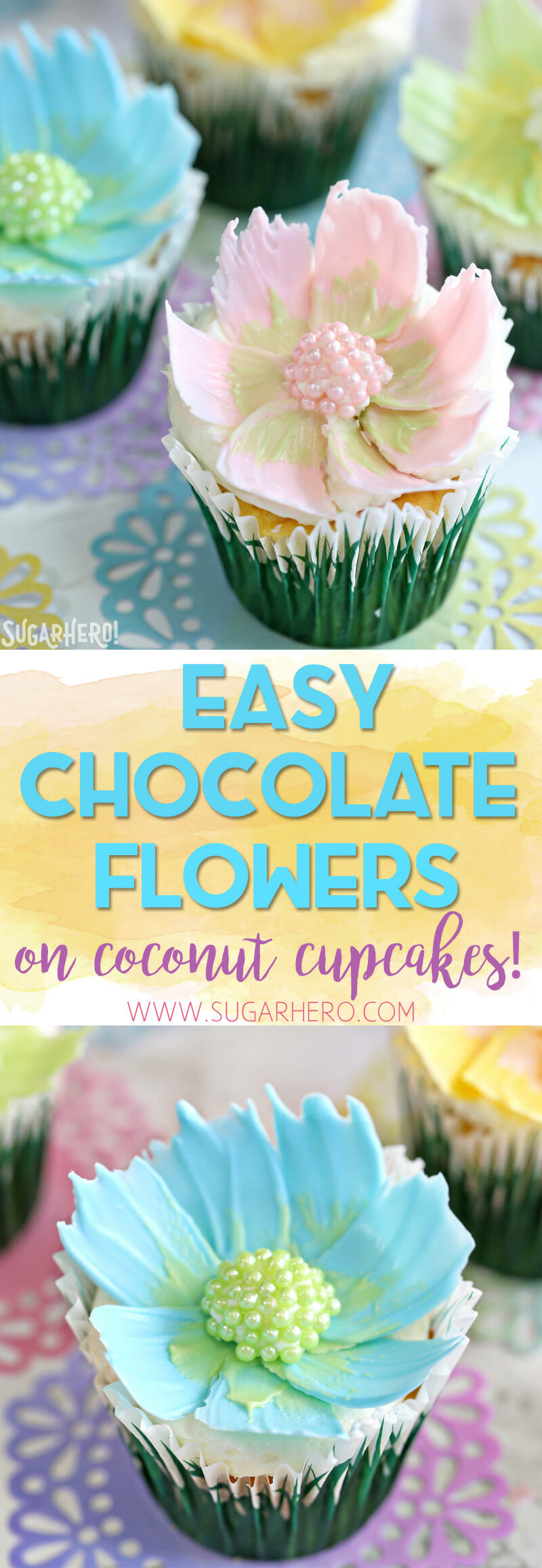 Easy Chocolate Flower Cupcakes - SugarHero