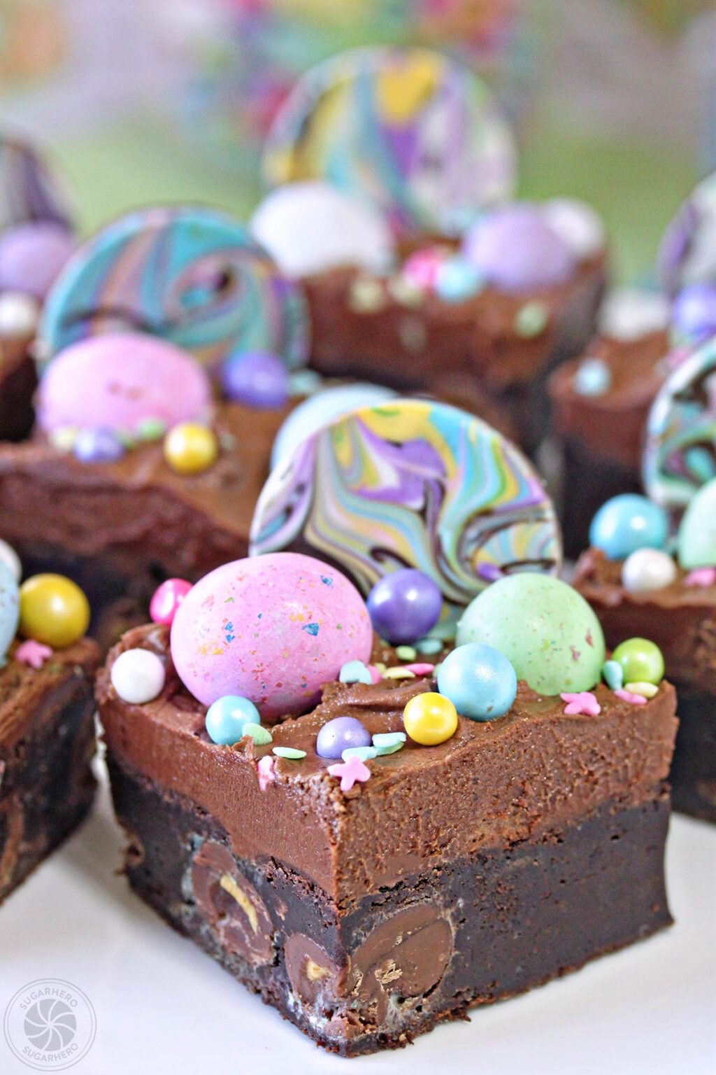 Frosted Easter Brownies (with Malted Milk Eggs) - SugarHero