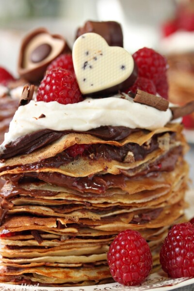 Chocolate Raspberry Mini Crepe Cakes - SugarHero