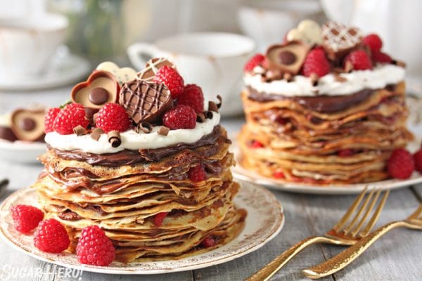 Chocolate Raspberry Mini Crepe Cakes - SugarHero