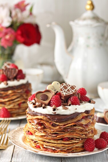 Chocolate Raspberry Mini Crepe Cakes - SugarHero