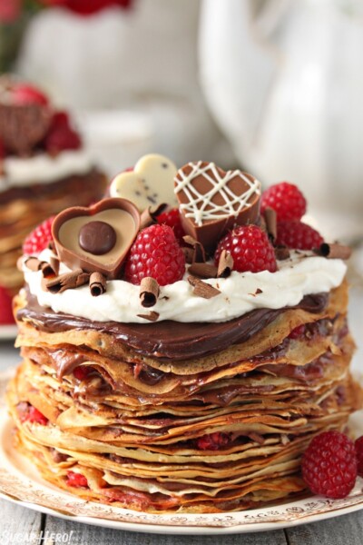 Chocolate Raspberry Mini Crepe Cakes - SugarHero