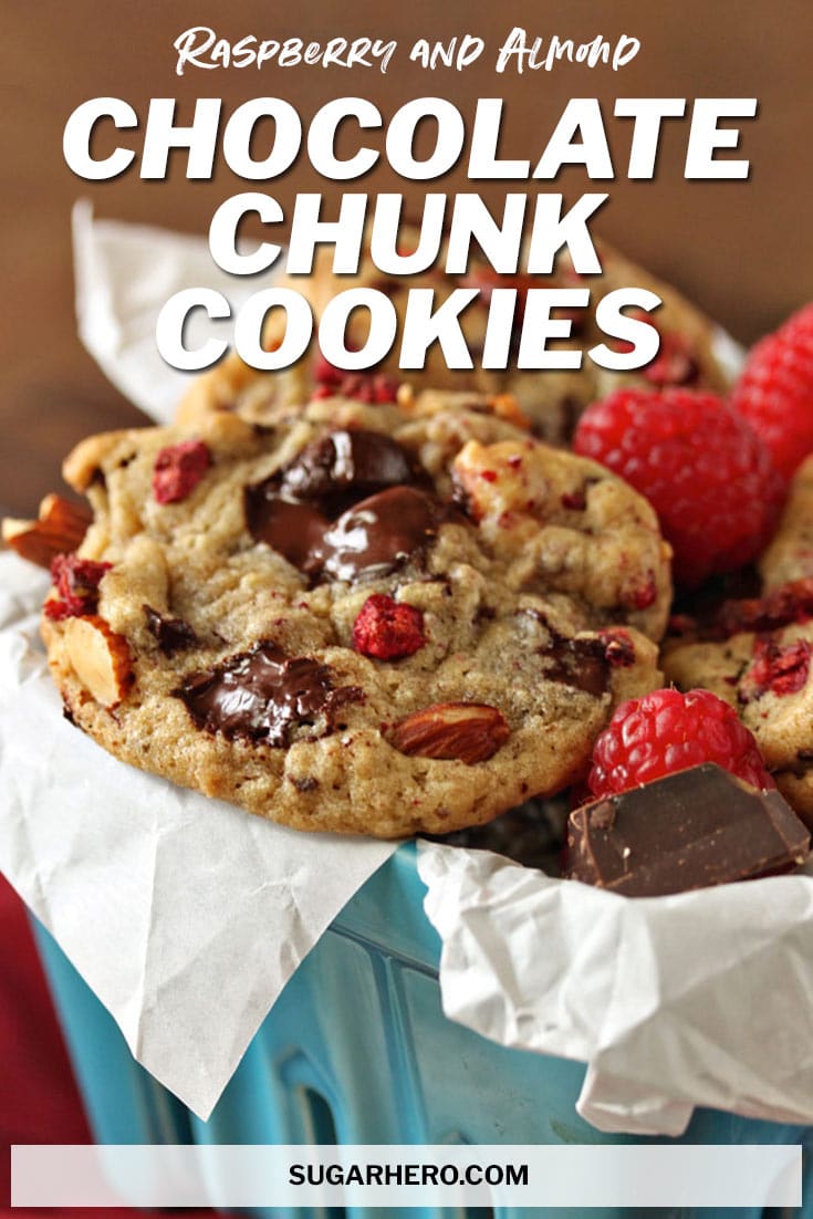 Raspberry Almond Chocolate Chunk Cookies - SugarHero