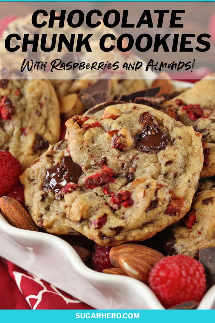 Raspberry Almond Chocolate Chunk Cookies - SugarHero