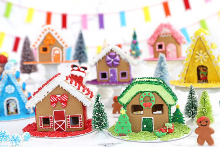 Rainbow Gingerbread House Village + Decorating Ideas - SugarHero