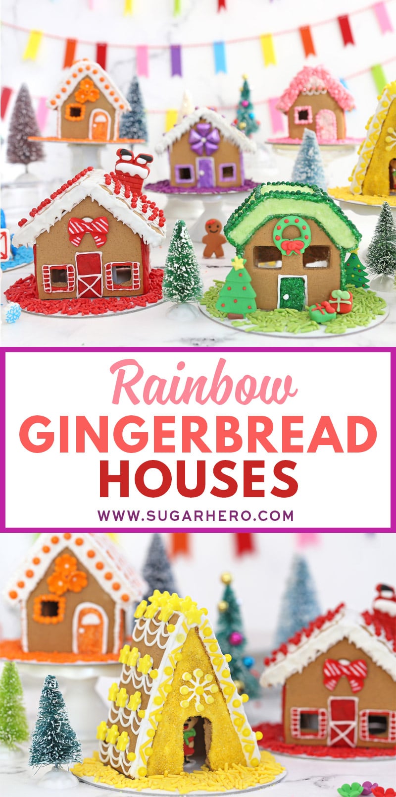 Rainbow Gingerbread House Village + Decorating Ideas - SugarHero