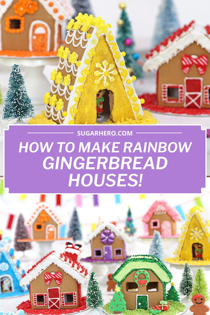 Rainbow Gingerbread House Village + Decorating Ideas - SugarHero