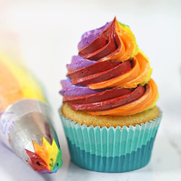Rainbow Cake with Rainbow Frosting - SugarHero