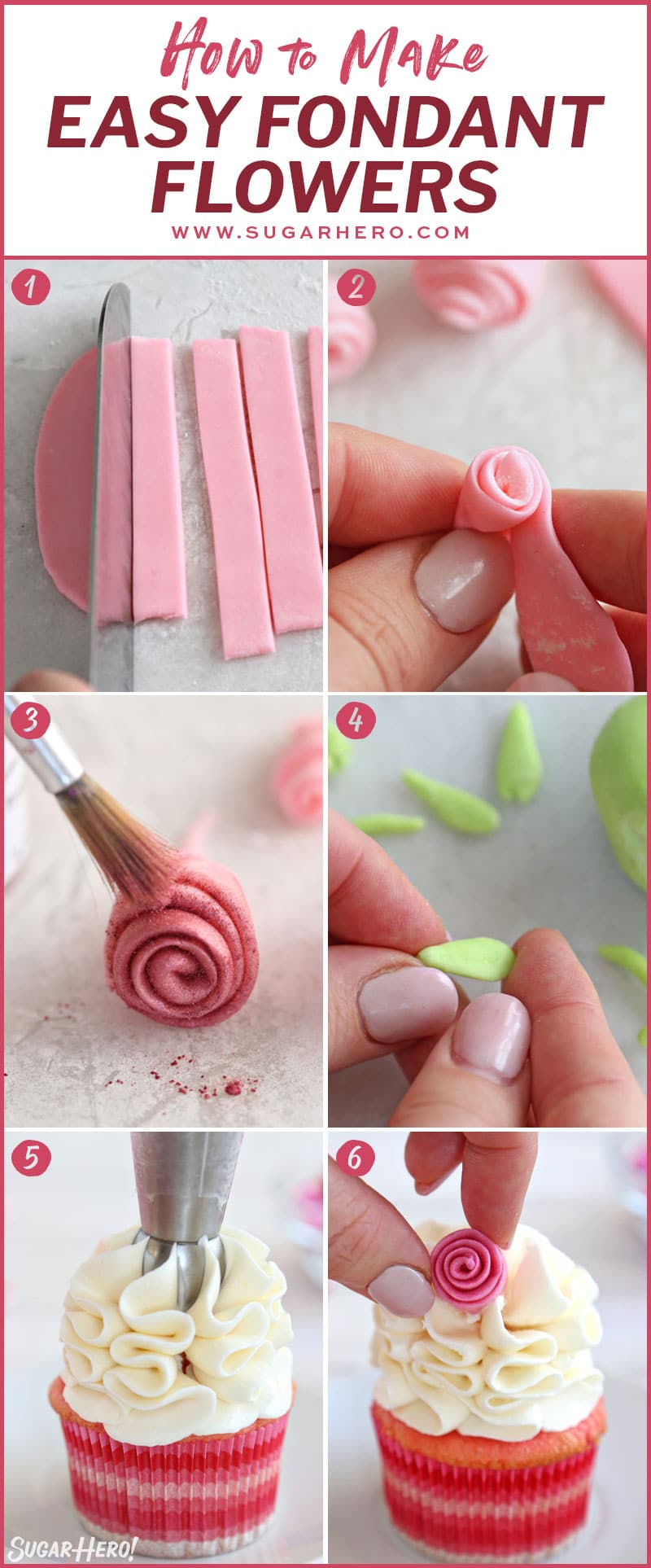 Fondant Rose Cupcakes - SugarHero