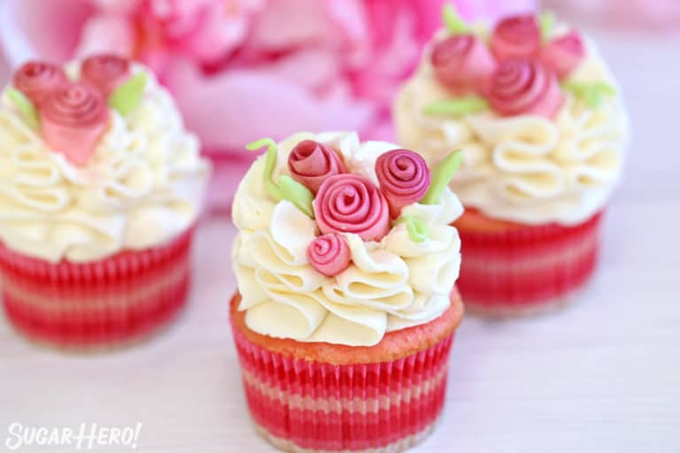Fondant Rose Cupcakes - SugarHero