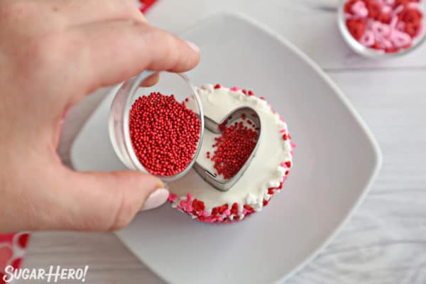Sprinkle Heart Valentine's Day Cupcakes - SugarHero