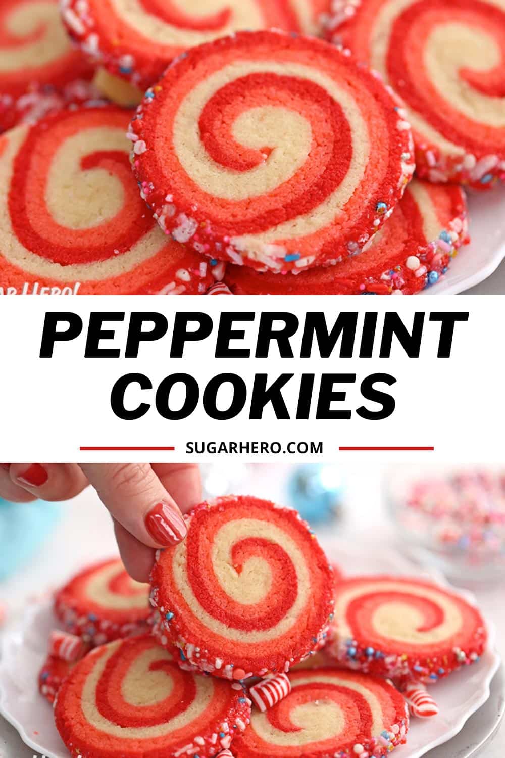 Peppermint Pinwheel Cookies - SugarHero