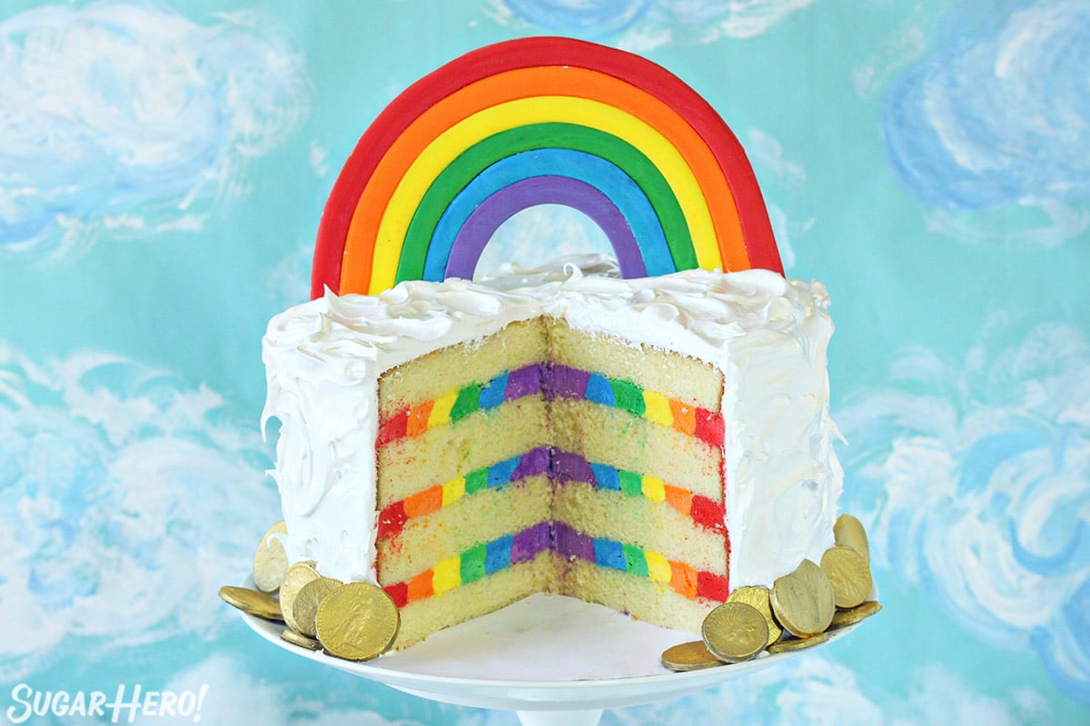 Rainbow Cake with Rainbow Frosting - SugarHero