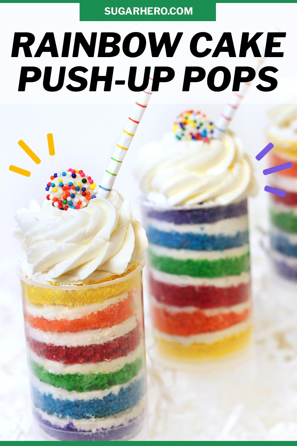 Rainbow Cake Push-Up Pops - SugarHero