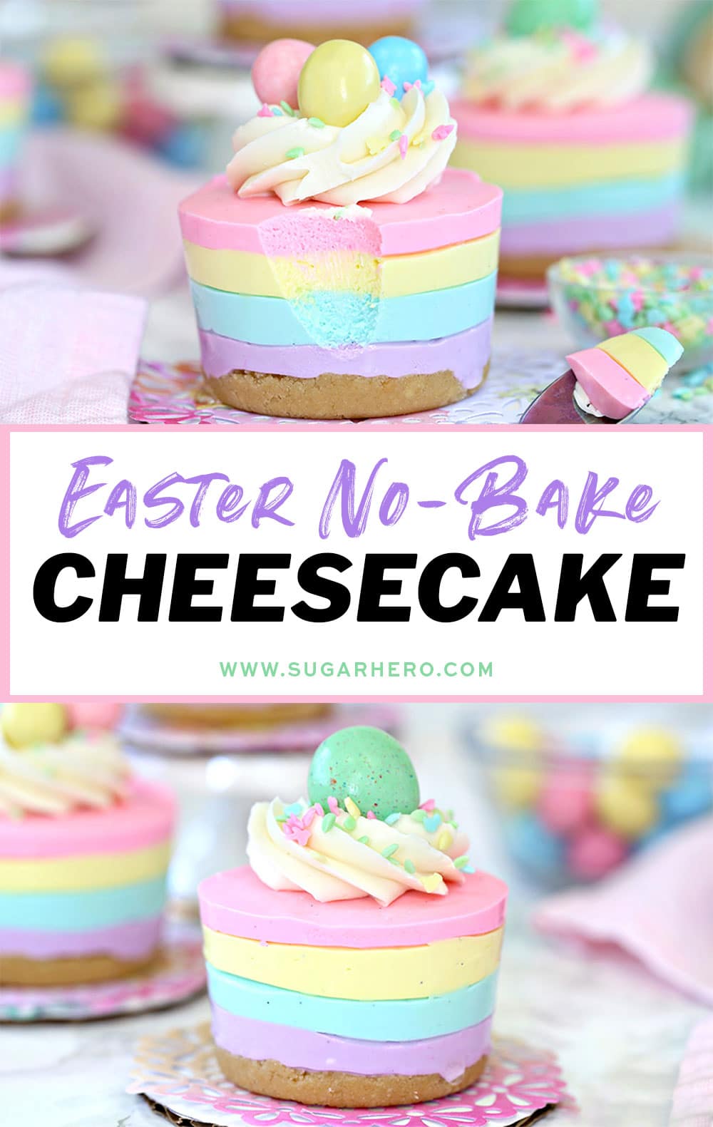 Easter No-Bake Mini Cheesecakes - SugarHero