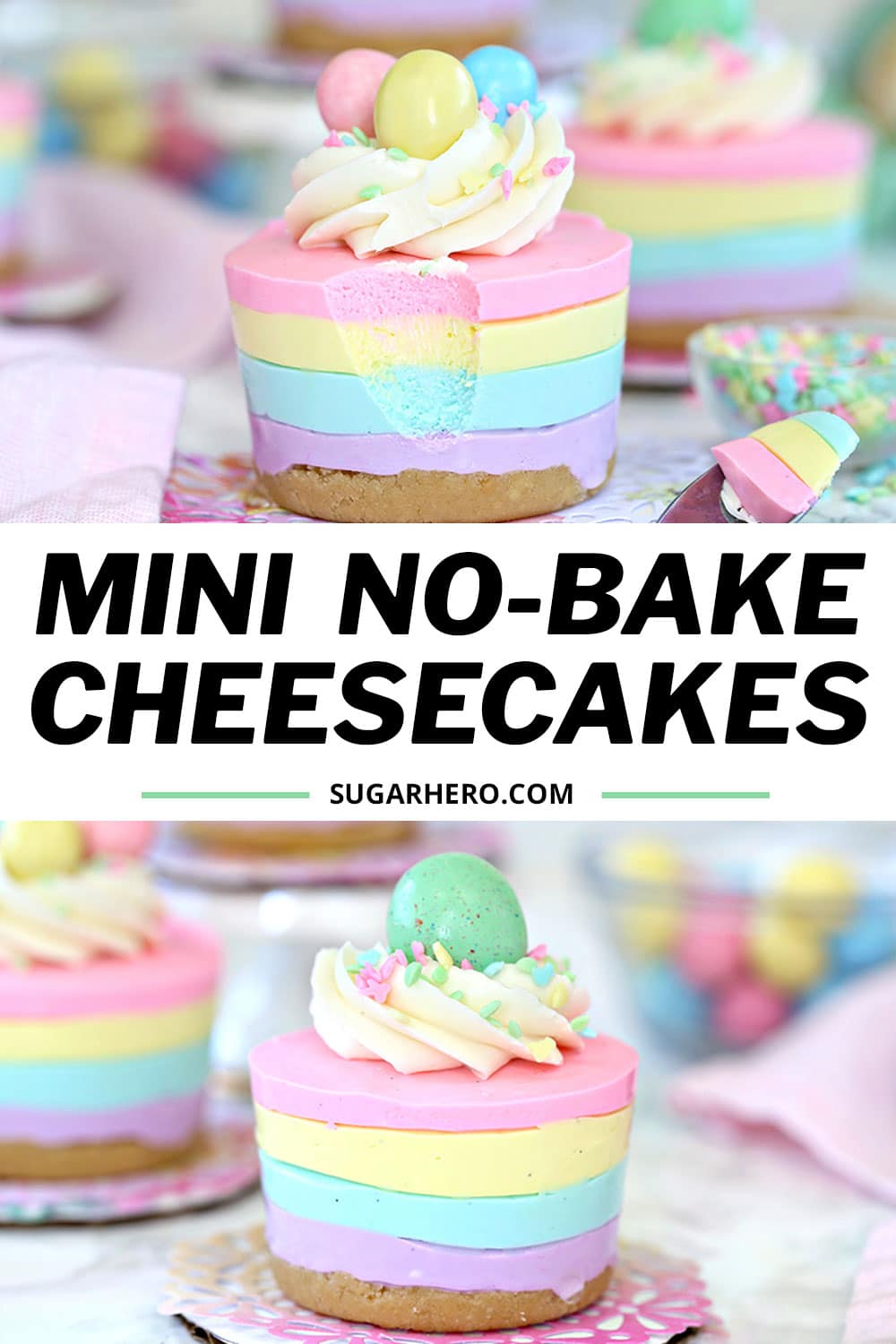 Easter No-Bake Mini Cheesecakes - SugarHero
