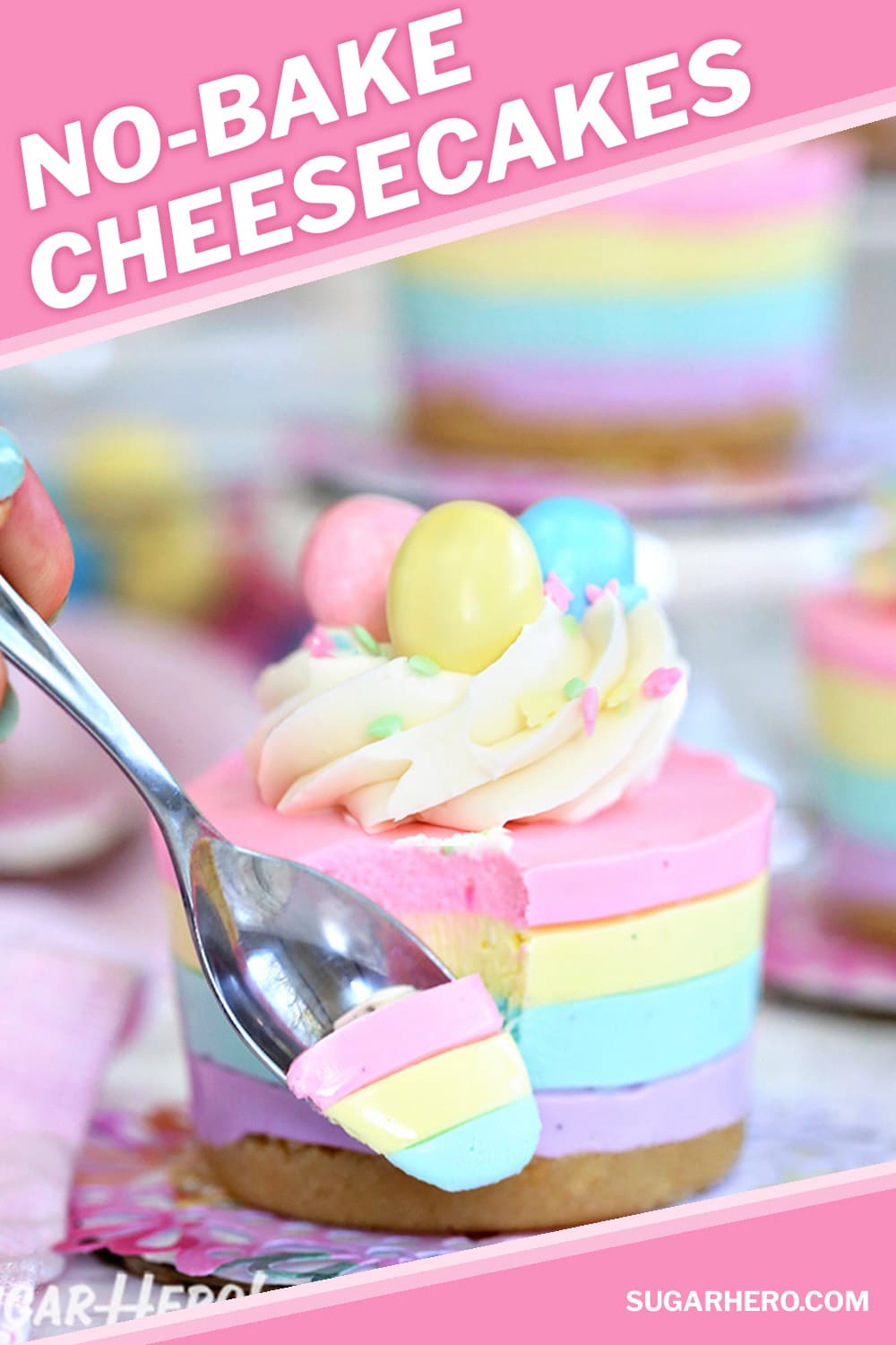 Easter No-Bake Mini Cheesecakes - SugarHero