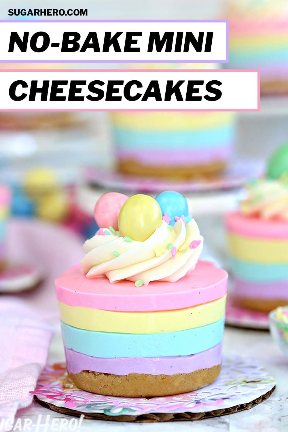 Easter No-Bake Mini Cheesecakes - SugarHero