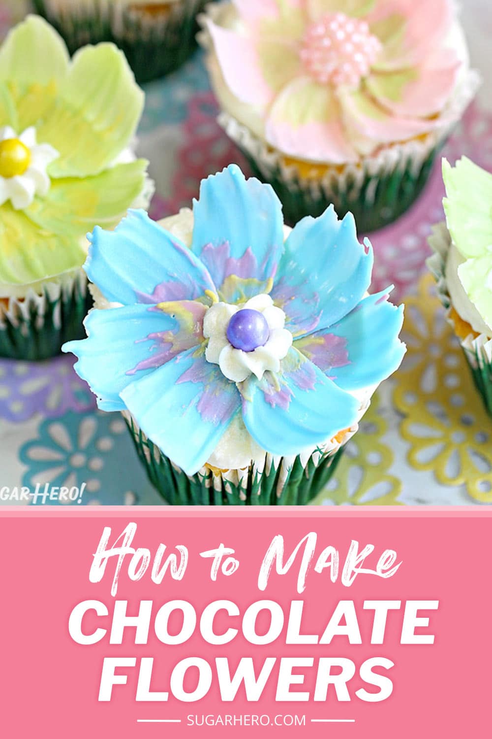 Easy Chocolate Flower Cupcakes - SugarHero