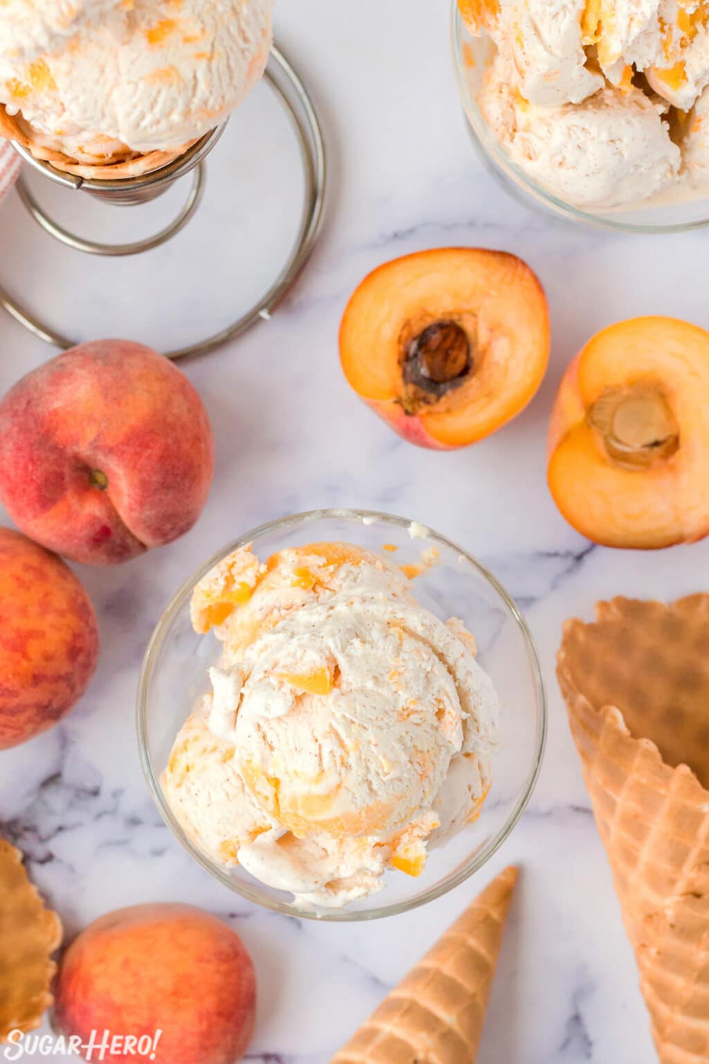 No-Churn Peach Ice Cream - SugarHero