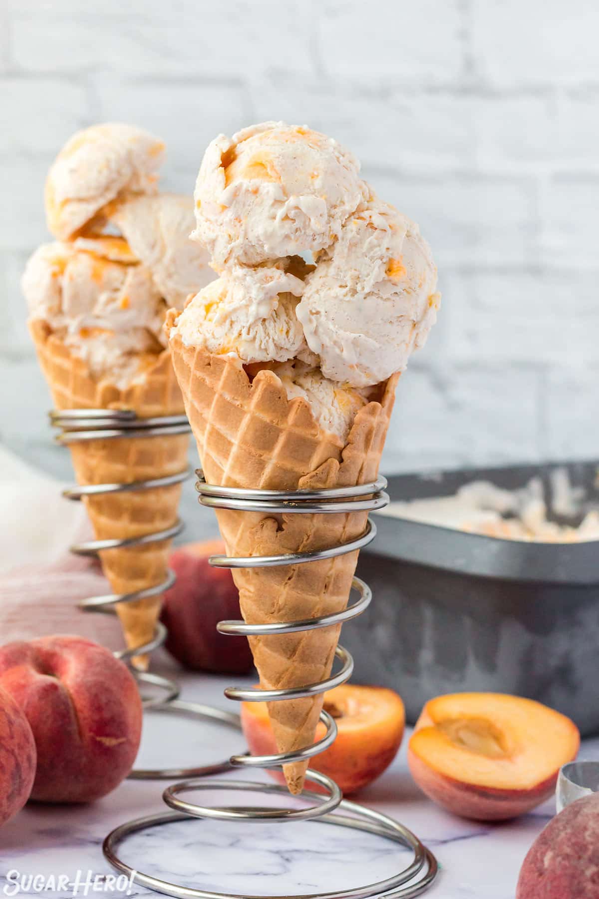 No-Churn Peach Ice Cream - SugarHero