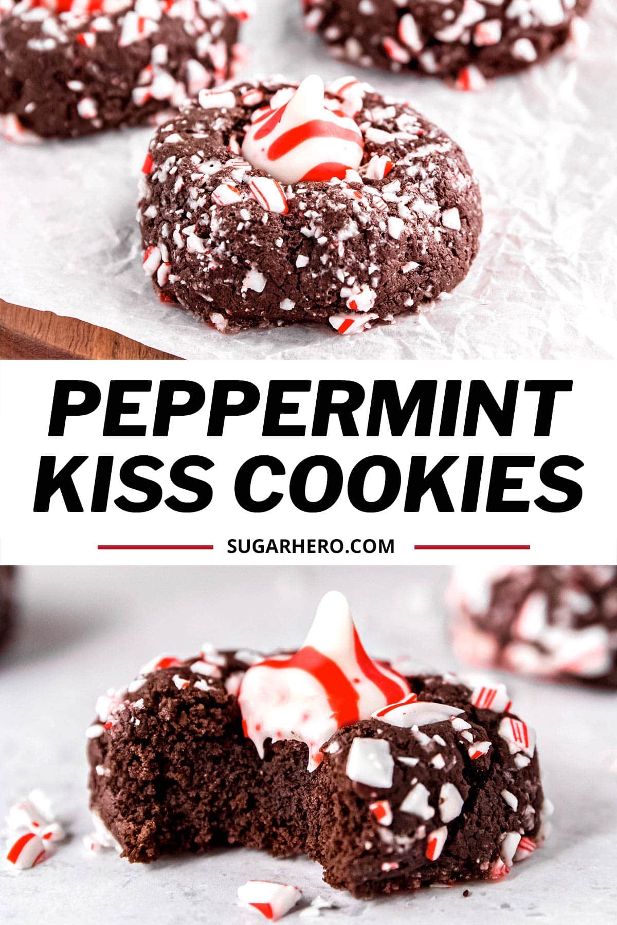 Chocolate Peppermint Kiss Cookies - SugarHero