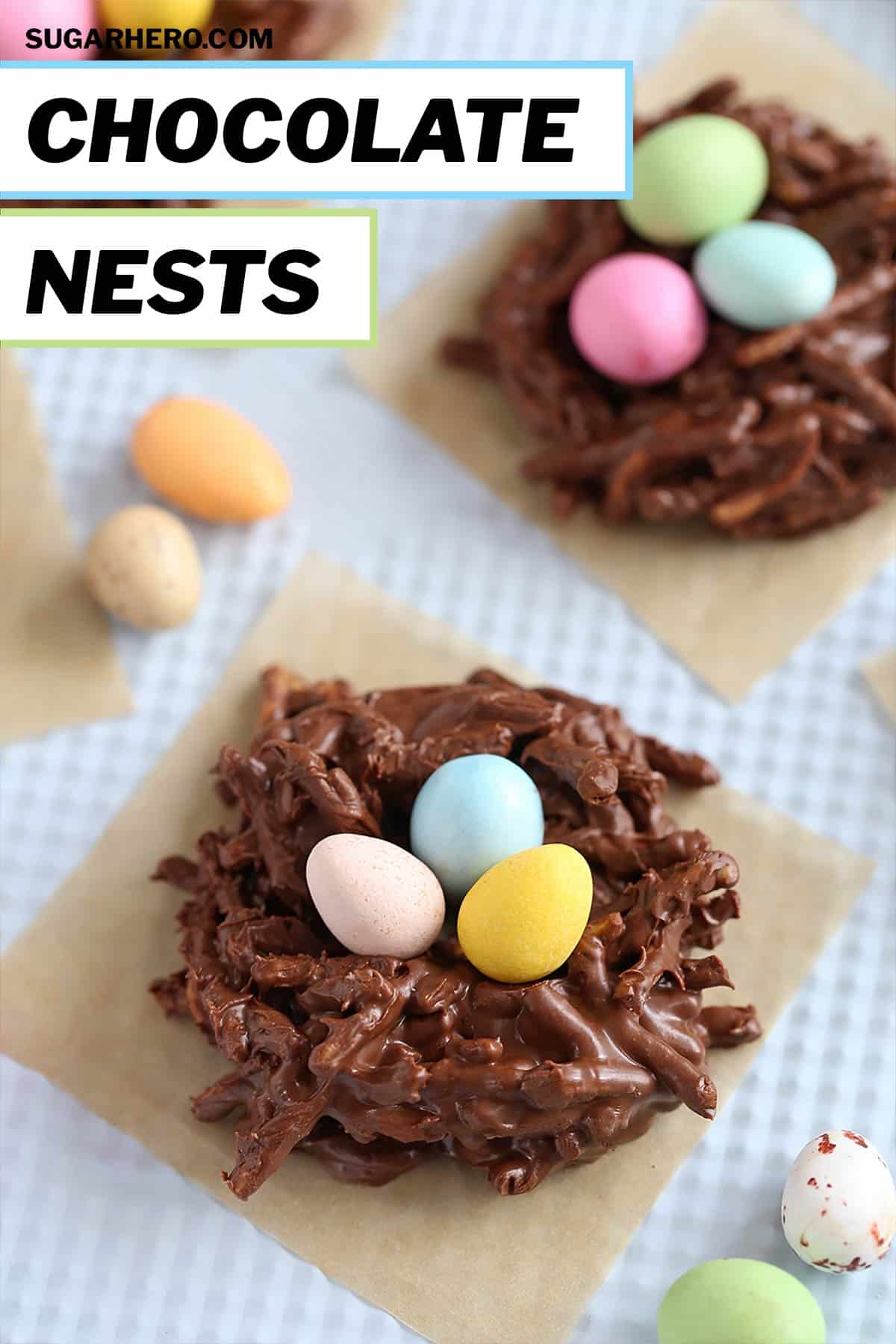 Chocolate Easter Bird's Nest Cookies - SugarHero