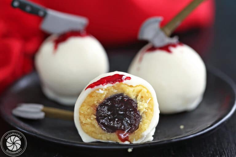Bloody Halloween Cake Balls - SugarHero