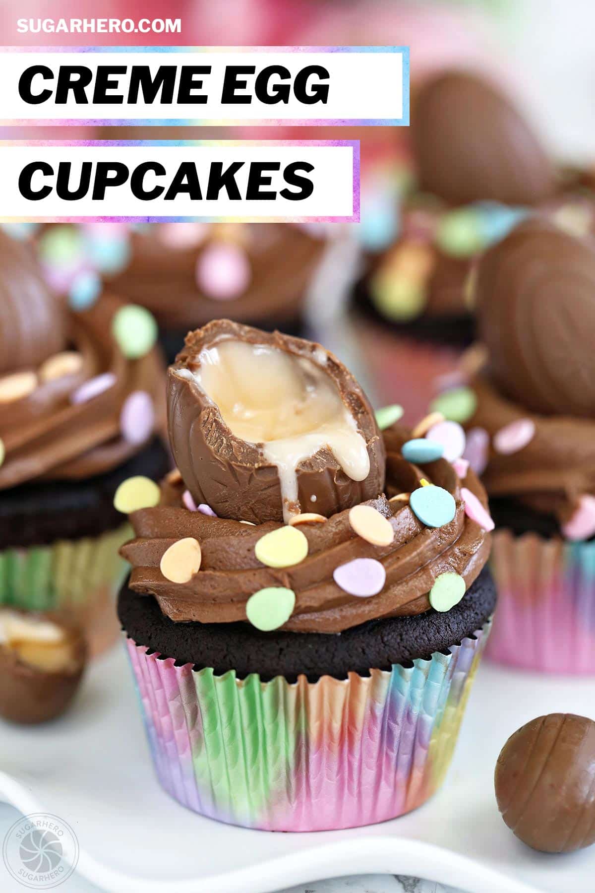 Chocolate Crème Egg Cupcakes - SugarHero